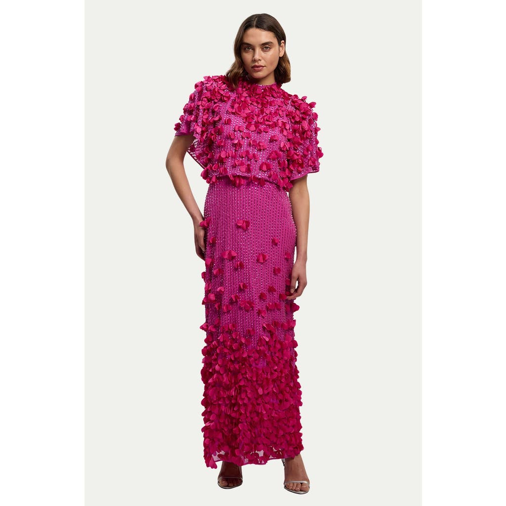 KAREN MILLEN Karen Millen Crystal Applique Angel Sleeve Maxi Dress